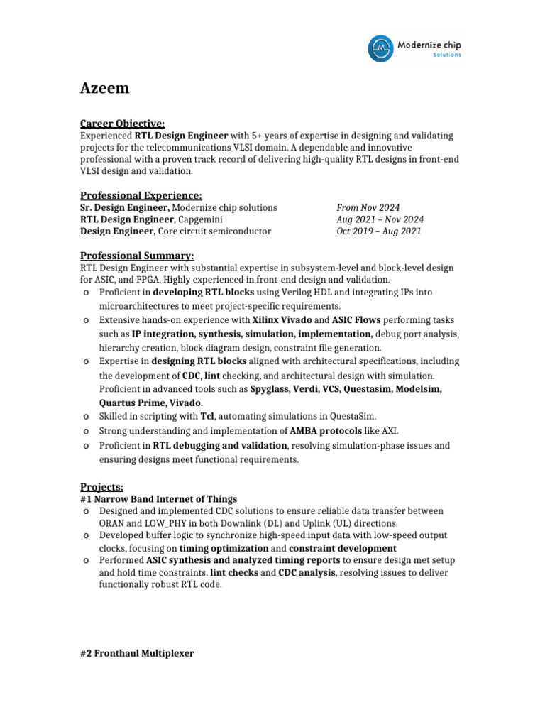 Modernize Design Azeem 5yrs+ | PDF | Field Programmable Gate Array | Electronic Design