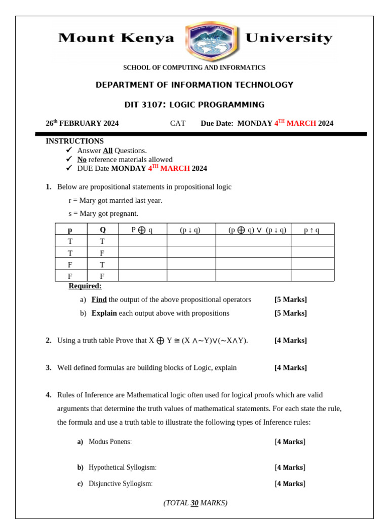 Dit 3107 Logic Programming Cat | PDF
