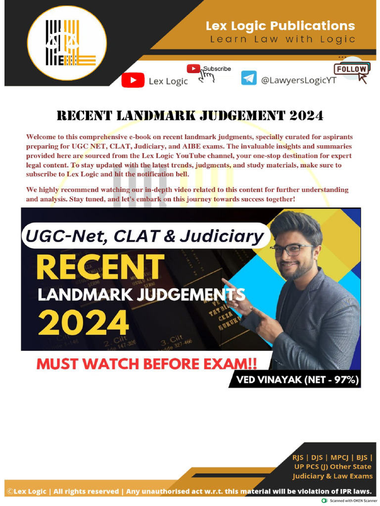 Recent Important Judgements Lex Logic | PDF
