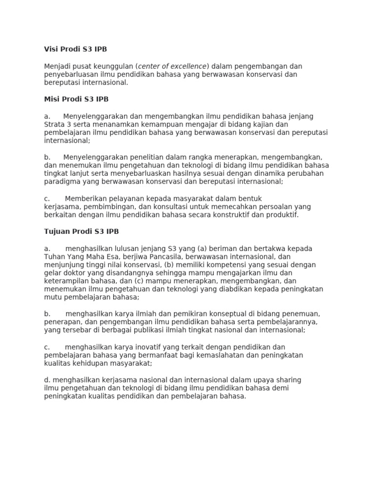 Pusat Keunggulan S3 Pendidikan Bahasa IPB | PDF