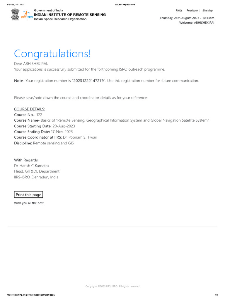 Edusat Registrations | PDF