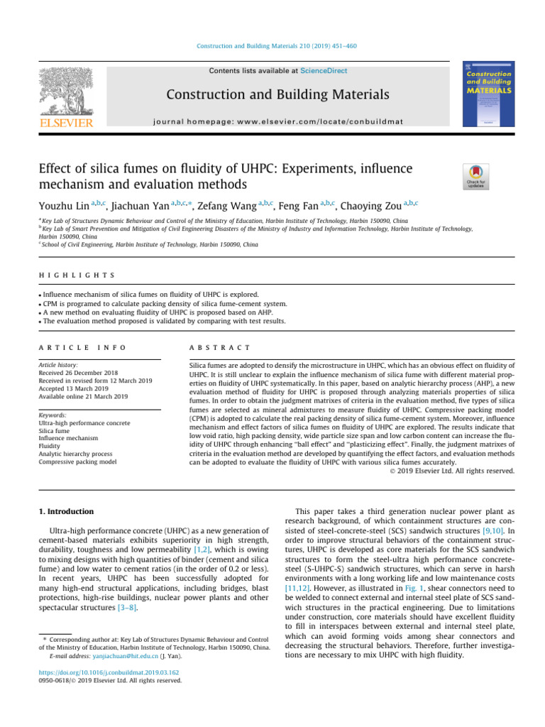 Effect of Silica Fumes On Fluidity of UHPC - Experiments, Influence ...