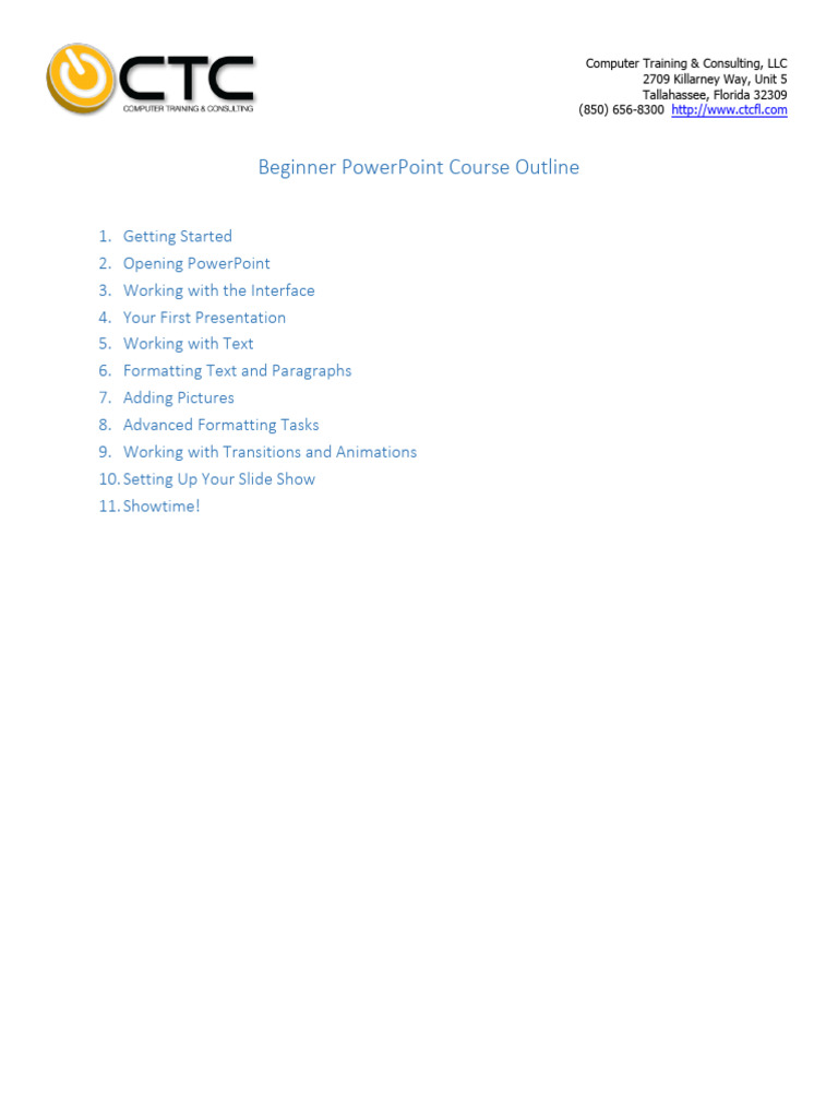 Beginner PowerPoint Course Outline | PDF