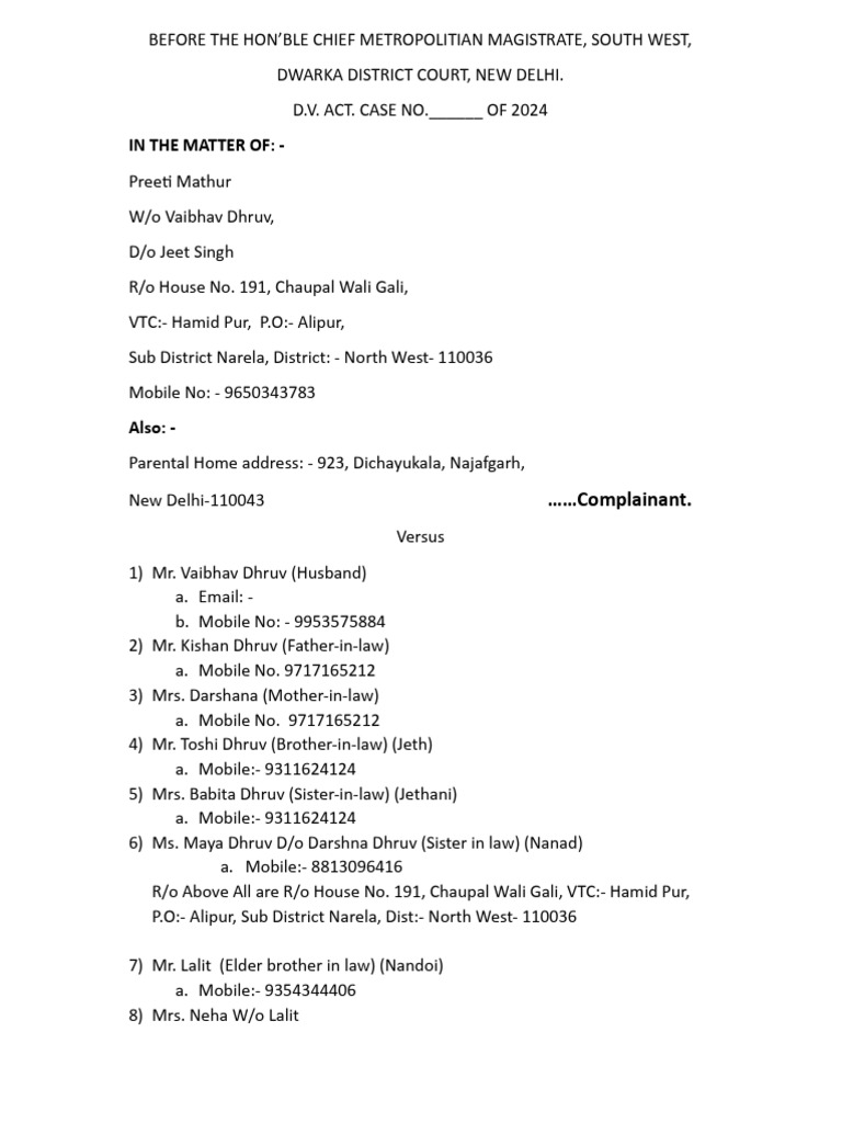 preeti mathur dv act | PDF | Affidavit | Social Institutions