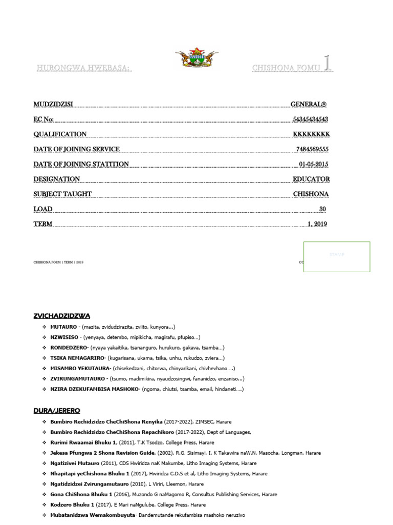 Shona Form 1 Term 1 2019 Scheme | PDF | Languages | Foreign Language ...