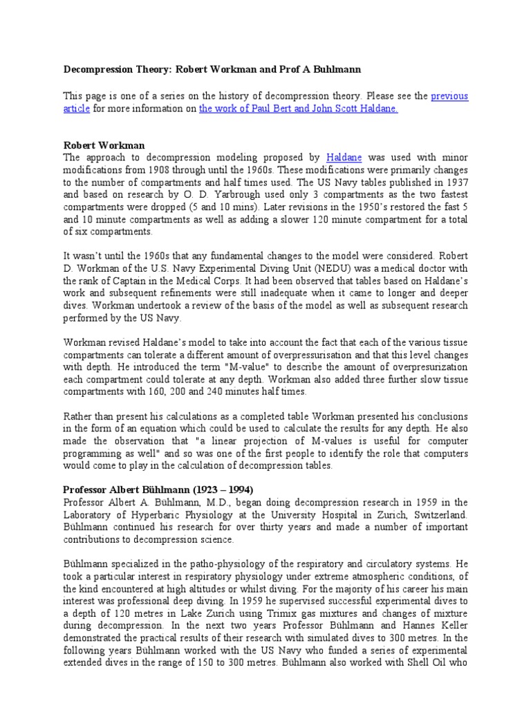 Buhlmann's Decompression Advances | PDF | Diving Equipment | Underwater ...