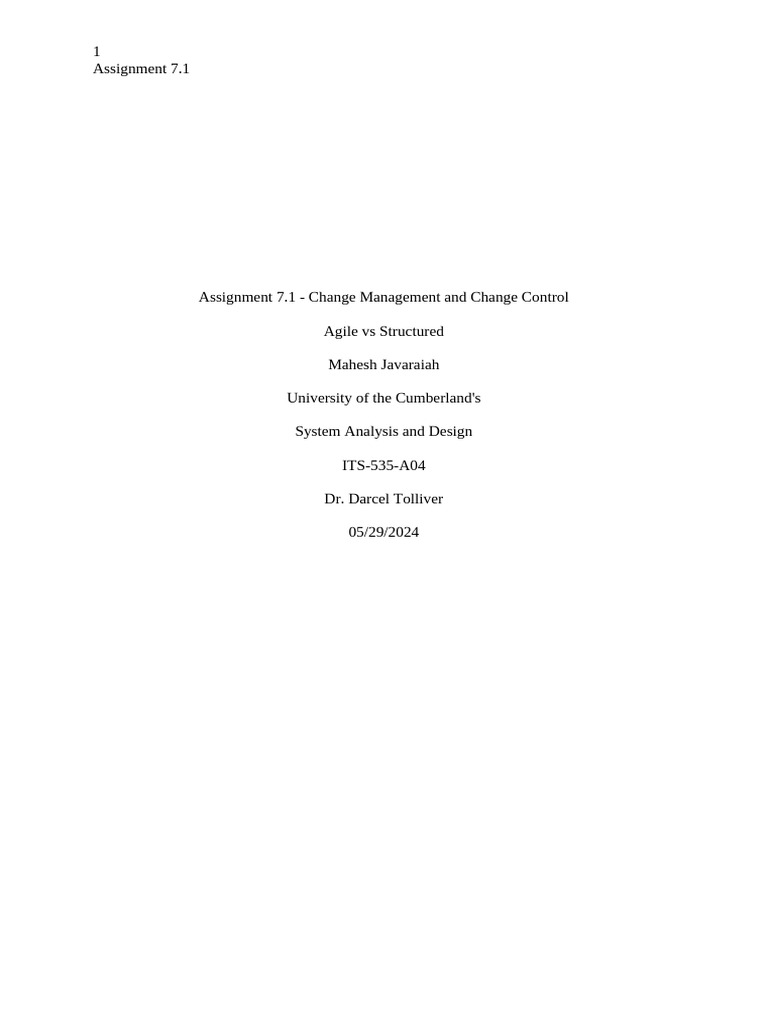 Assignment 7.1 - Change Management and Change Control | PDF | Change Management | System