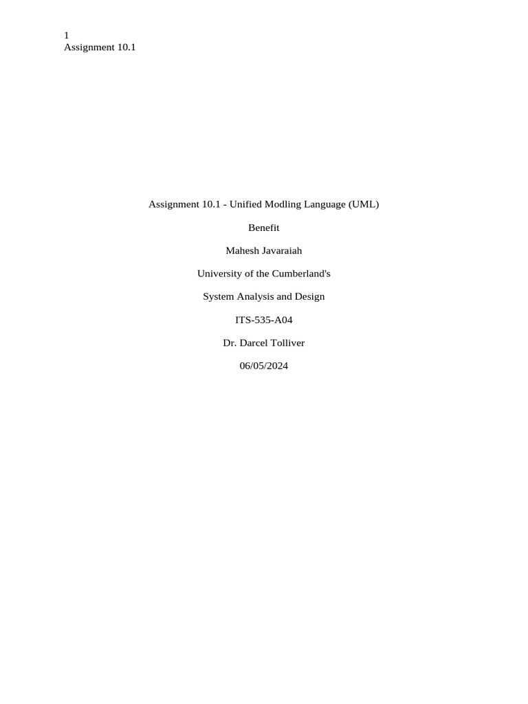 Assignment 10.1 - Unified Modling Language (UML) | PDF | Unified Modeling Language | Use Case