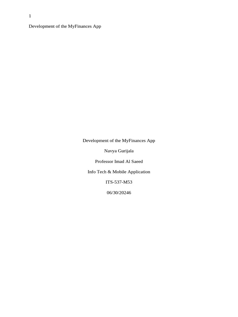 Navya - Development of The MyFinances App | PDF | Databases | Mobile App