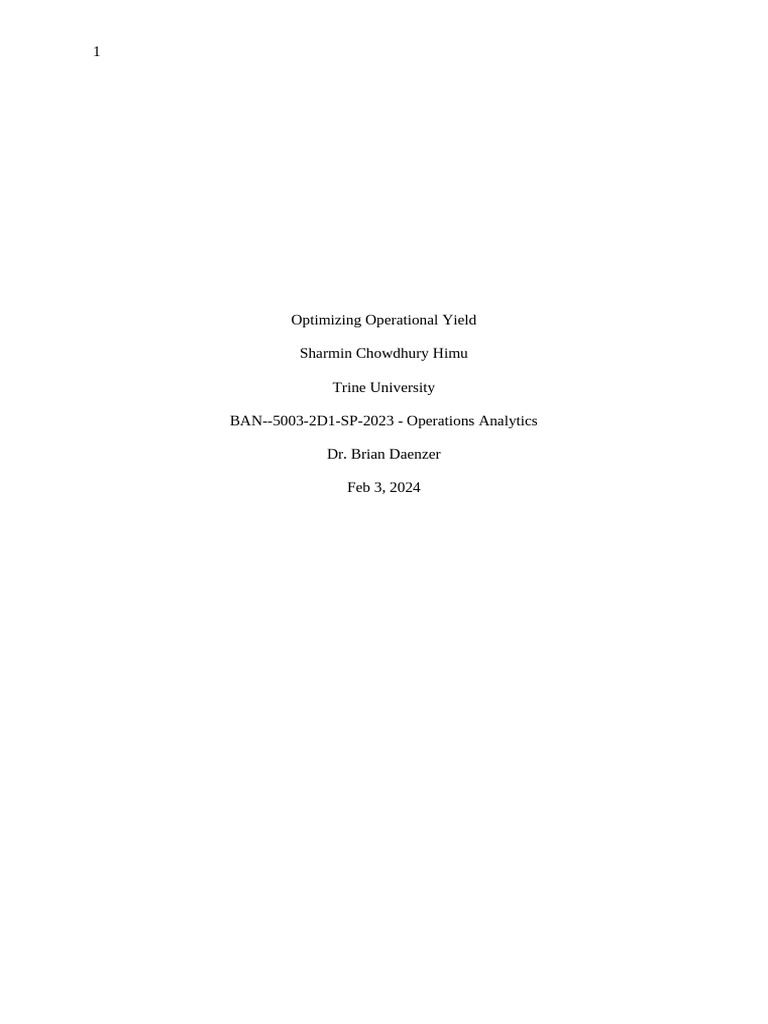 Sharmin - Optimizing Operational Yield | PDF | Mathematical Optimization | Inventory