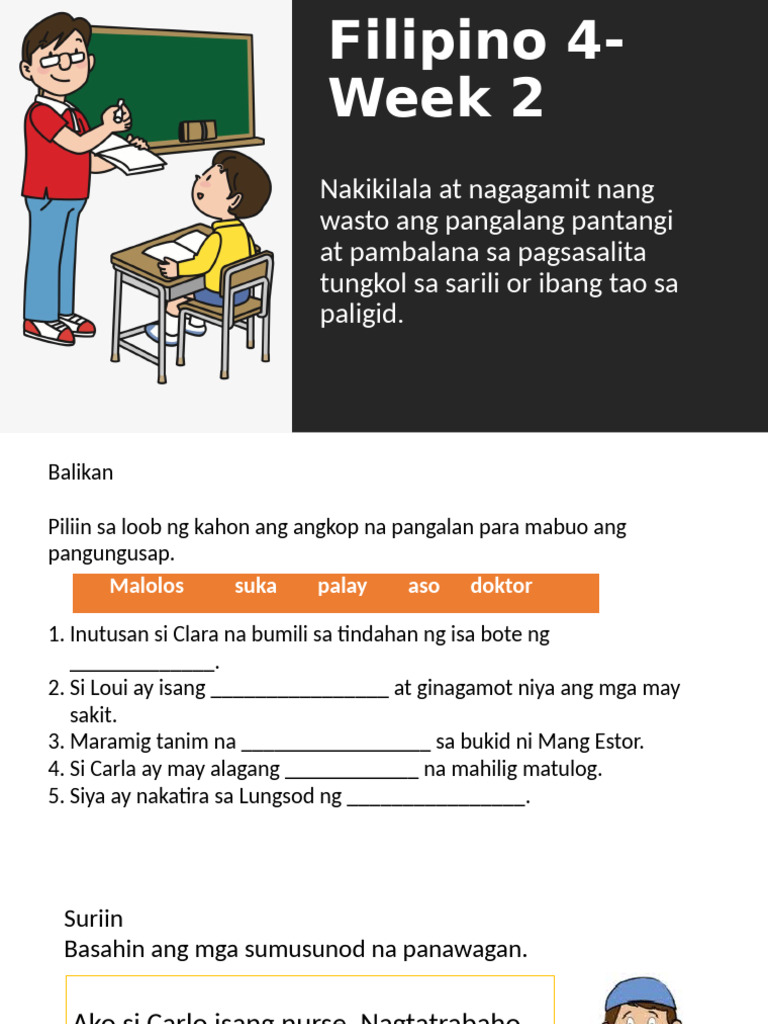 Filipino 4-Week 2 | PDF