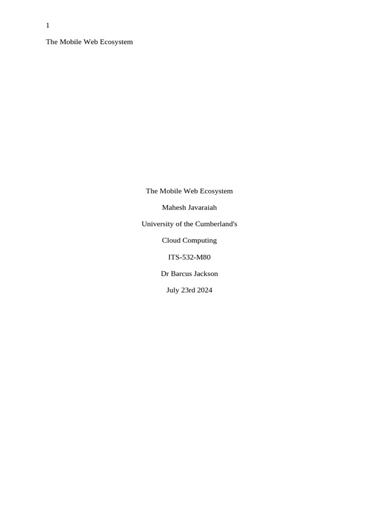 The Mobile Web Ecosystem | PDF | Mobile App | Cloud Computing