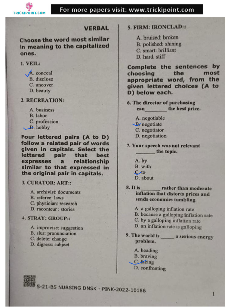 bsn-nursing-entry-test-paper-2022-nts | PDF
