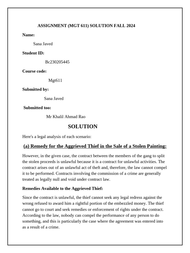 MGT611 Assignment 1 | PDF | Theft | Crimes