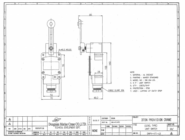 Limit Switch Specifications for Cranes | PDF