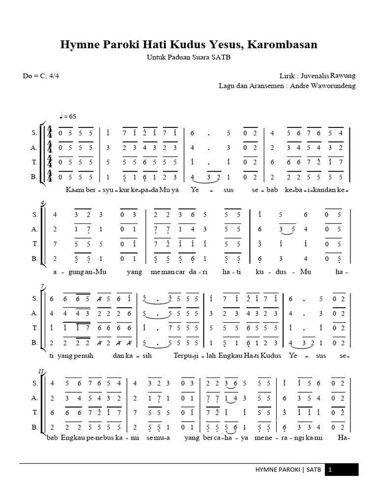 Hymne Paroki Hati Kudus Yesus Karombesan - satb | PDF