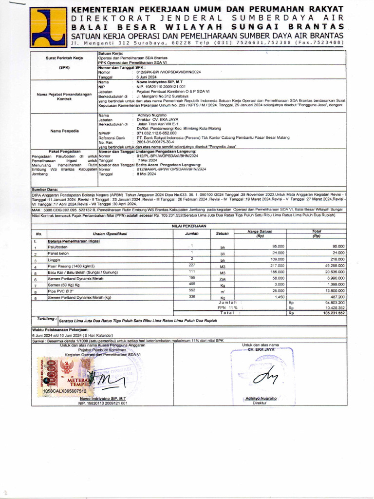 SPK No.12 Eka Jaya | PDF