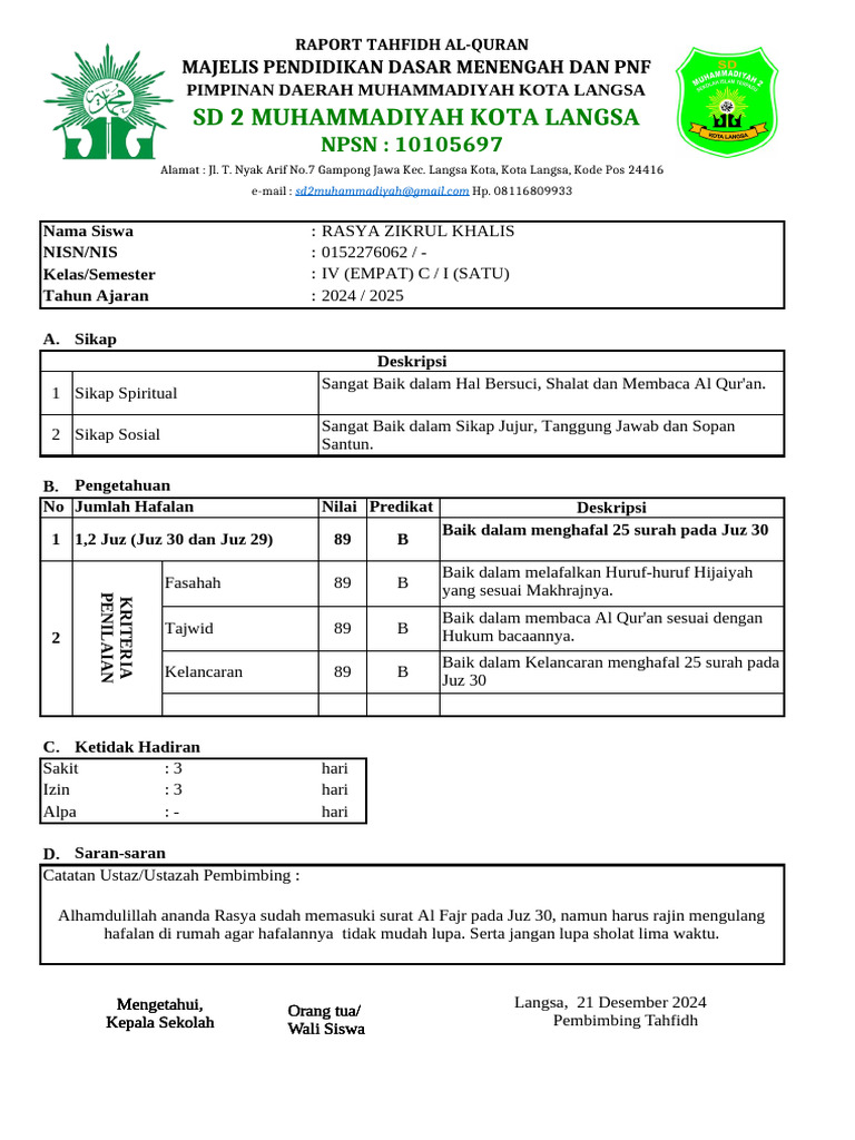 Rasya Zikrul Khalis | PDF