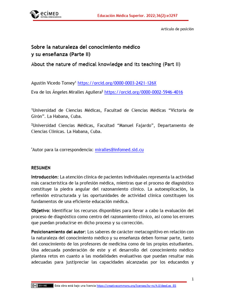 Sobre la naturaleza del conocimiento médico y su enseñanza (Parte II) | PDF | Evaluación ...