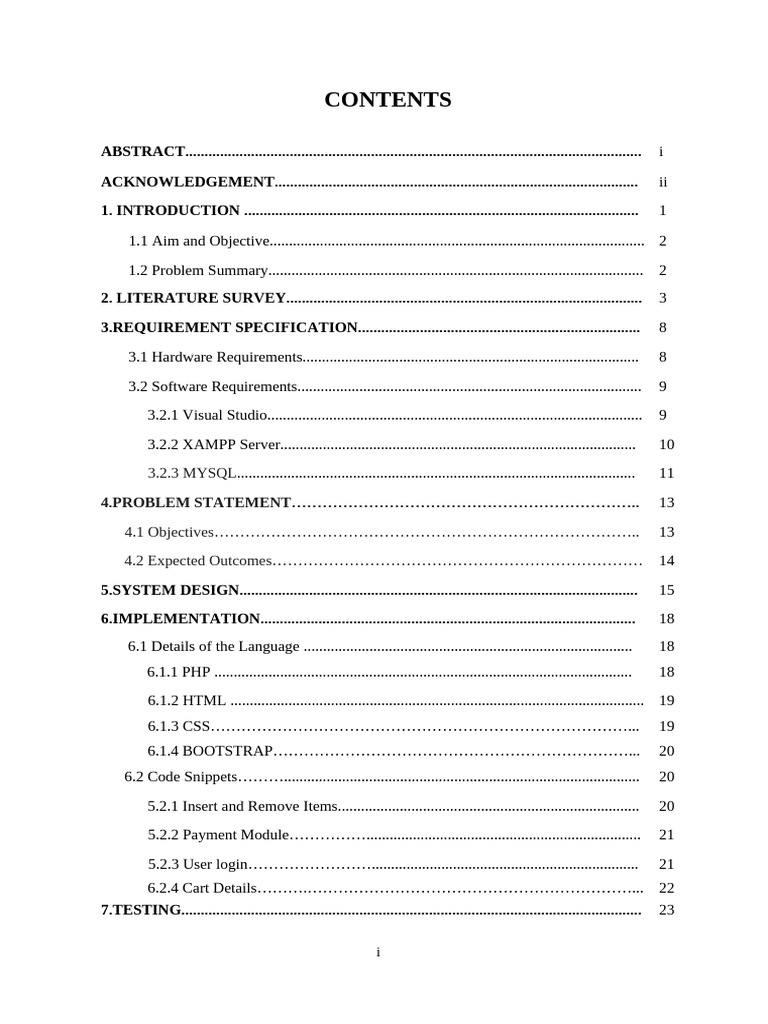 SAMPLE project report format | PDF | Html | Html Element