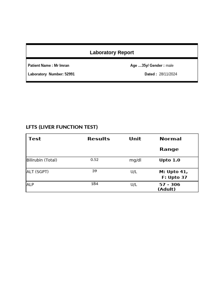 Lfts (Liver Function Test) | PDF
