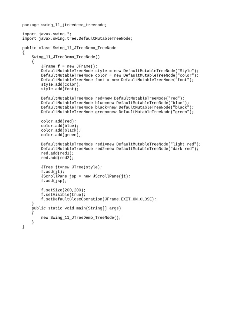 Java Swing JTree Example Code | PDF