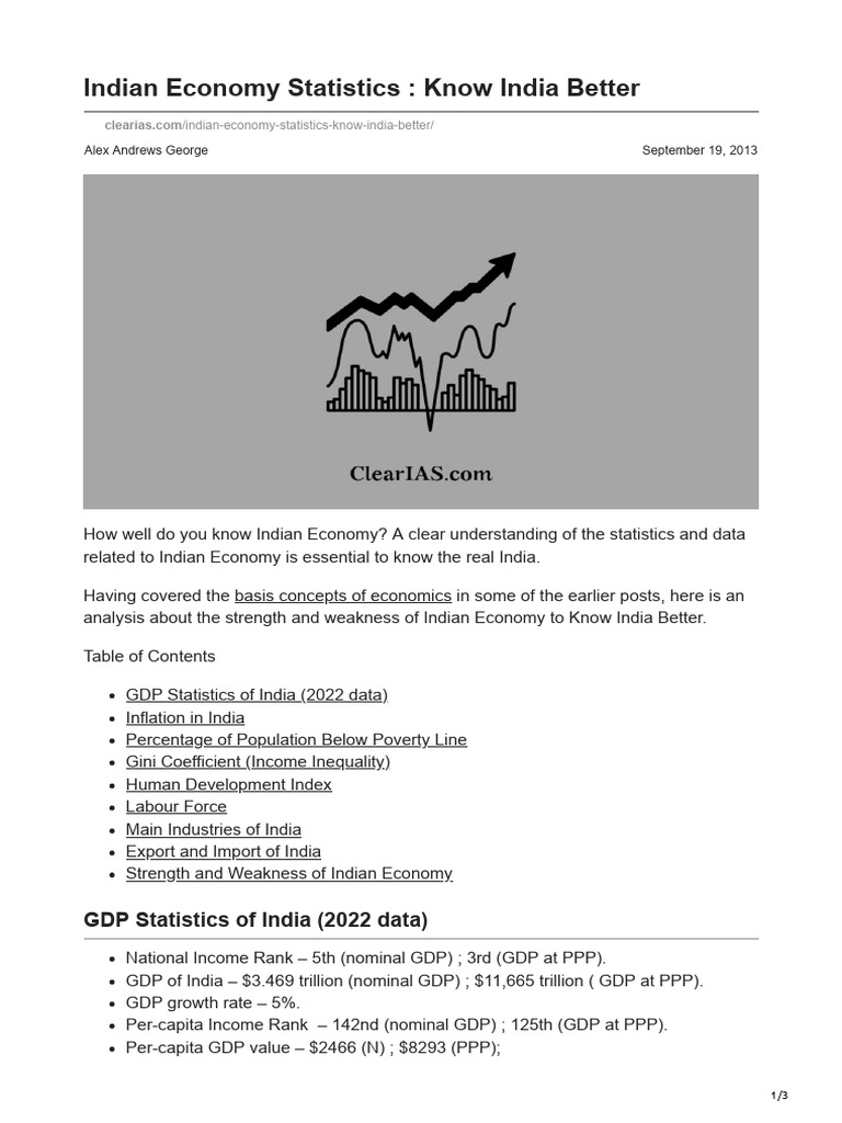 Indian Economy Statistics Know India Better | PDF | Gross Domestic ...
