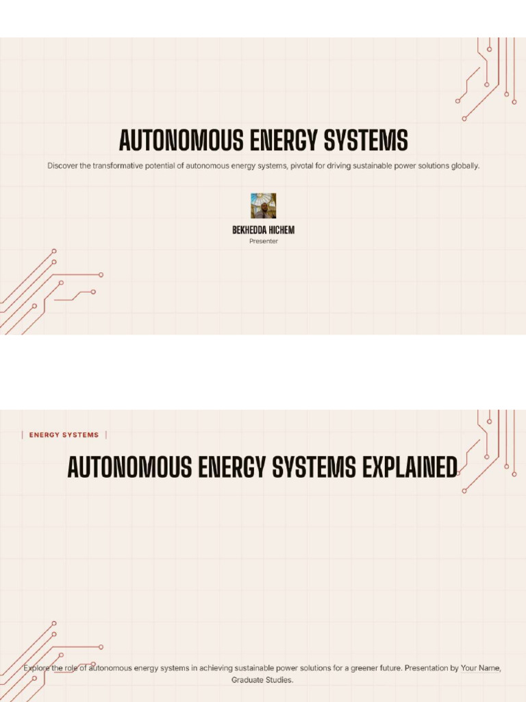Understanding Autonomous Energy Systems a Path to Sustainable Power ...