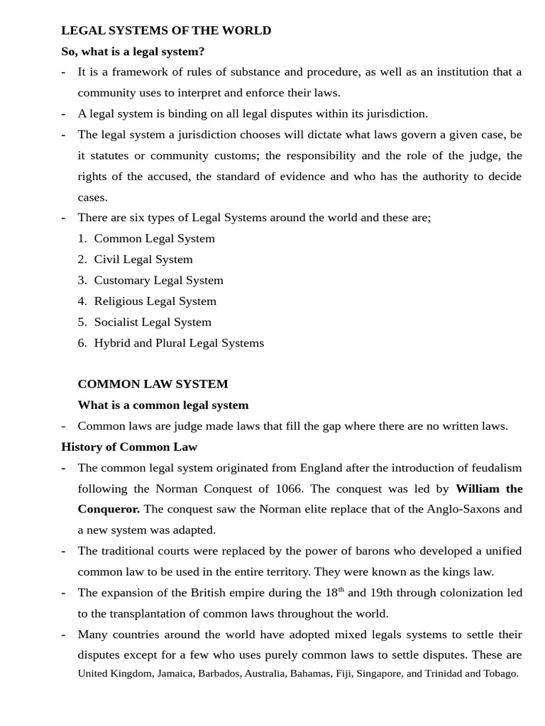 Overview of Global Legal Systems | PDF | Common Law | Precedent