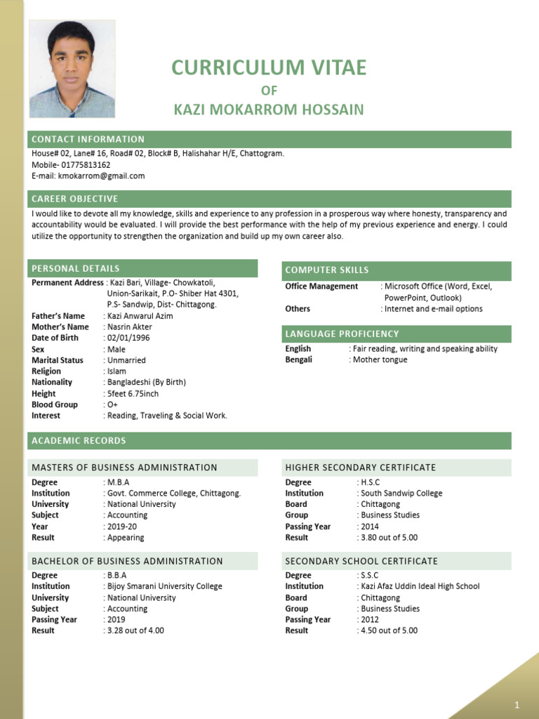 Kazi Mokarrom Hossain CV | PDF