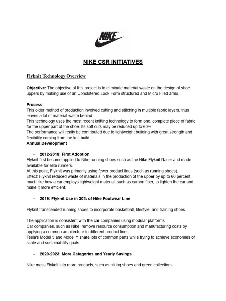 NIKE CSR INITIATIVES | PDF | Sustainability | Corporate Social ...