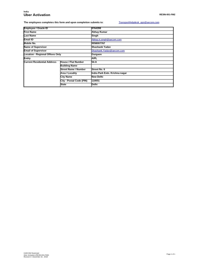 Uber Activation Format | PDF