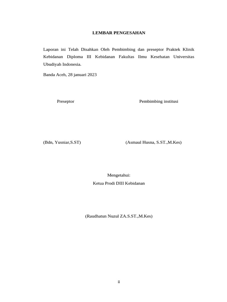 Lembar Pengesahan Laporan PKK | PDF