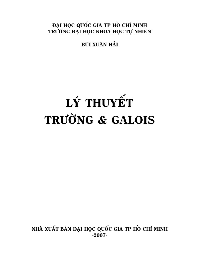 Bùi Xuân Hải - Lý_thuyết_trường và Galois | PDF