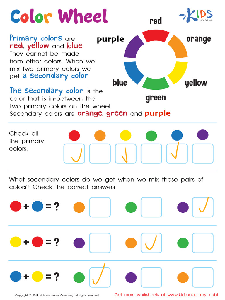Grade 3 Primary and Secondary Colors Worksheet | PDF