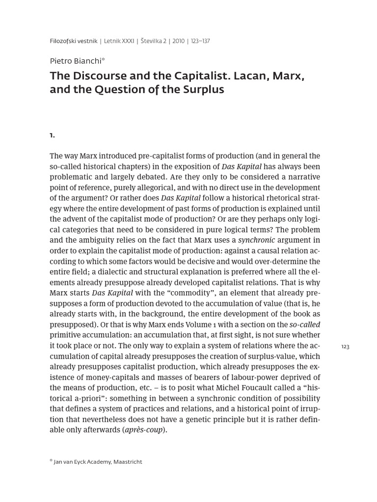 Bianchi, P. (2010) - The Discourse and The Capitalist - Lacan, Marx ...