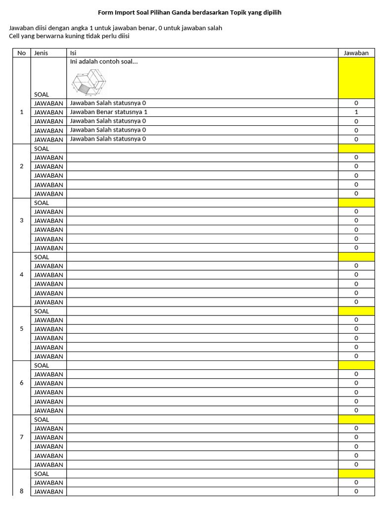 Formulir Soal Pilihan Ganda Topik | PDF