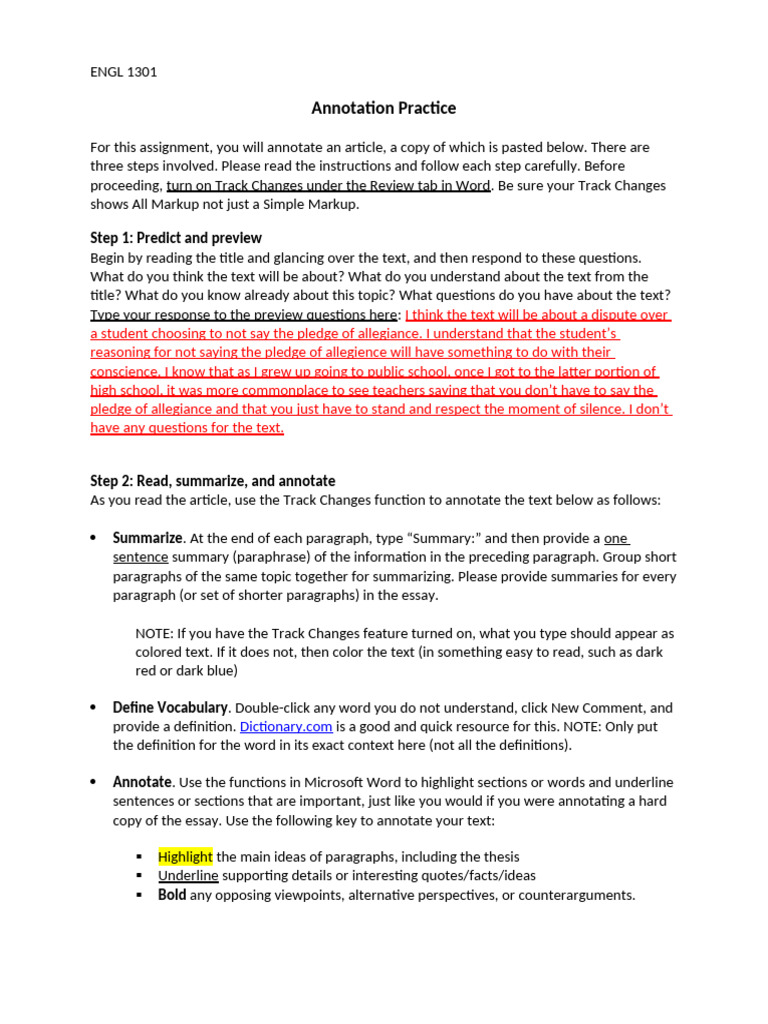 Annotation Practice, Paul, I Pledge Allegiance | PDF | Pledge Of Allegiance