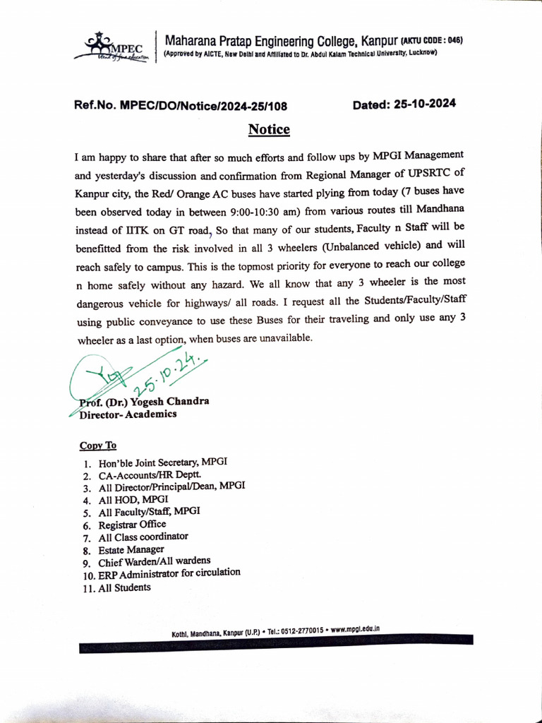 Transportation Notice | PDF