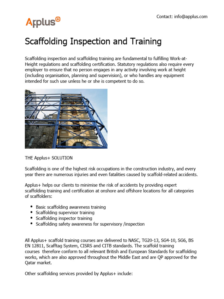 Scaffolding Inspection and Scaffolding Training - en | PDF ...
