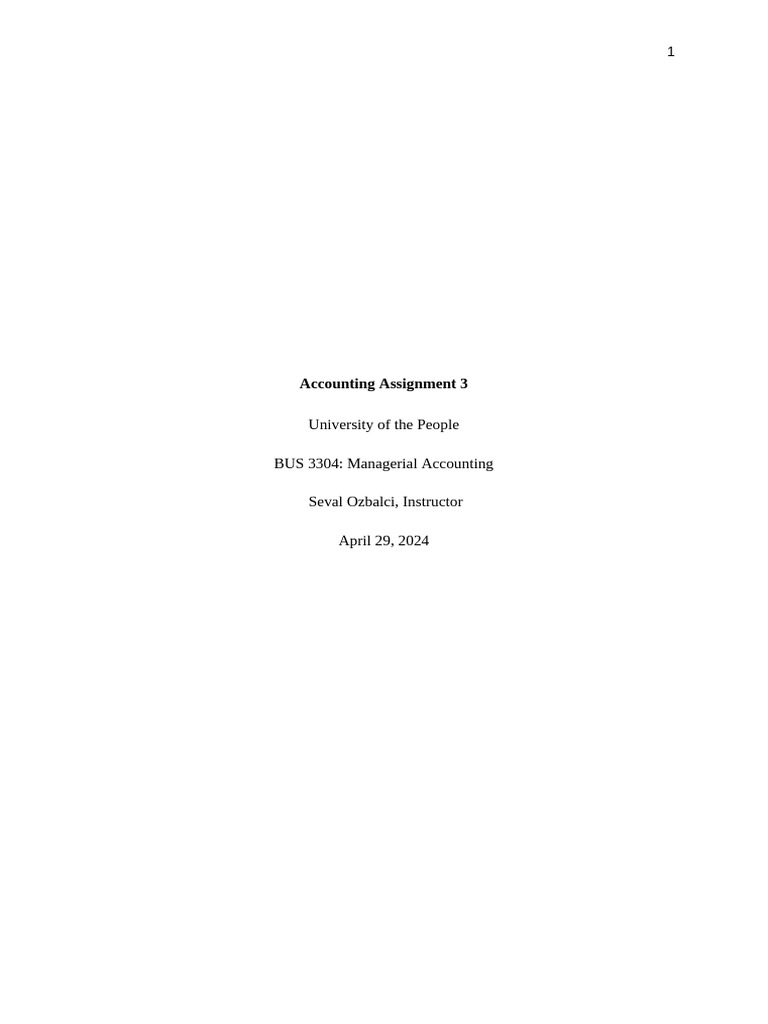 Accounting Assignment 3 (BUS 3304 WK 3) | PDF