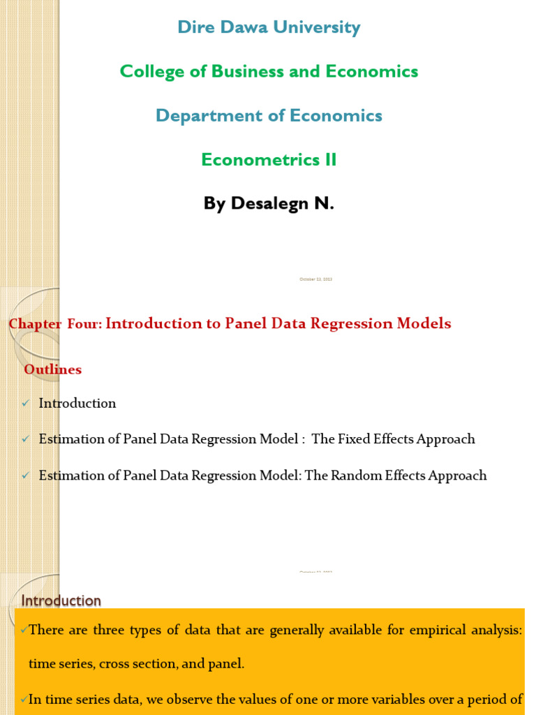 Panel Data Regression Models Guide | PDF | Fixed Effects Model | Linear Regression