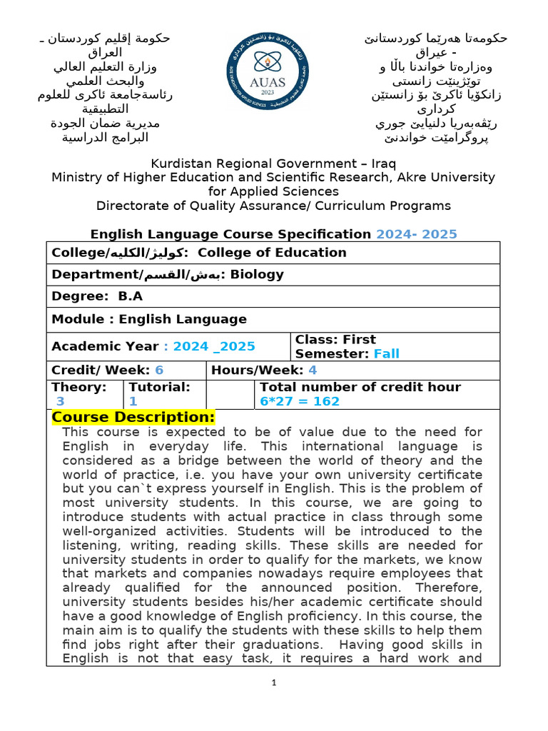 1 English Language - Course Book-AUAS. | PDF | Vocabulary | Motivation