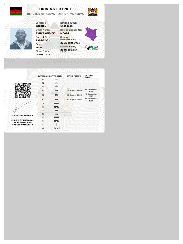 Kenyan Driving Licence Details | PDF