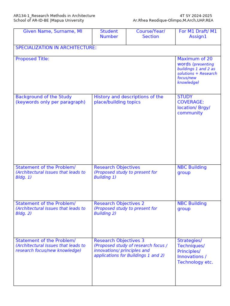 M1 - Assignment - Proposed Title - Issues and Objectives - Due Jan 2025 ...
