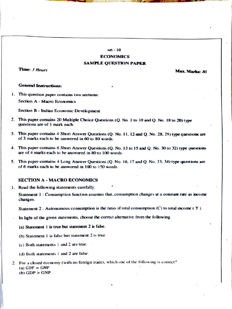 set 10 (1) | PDF | Consumption (Economics) | Gross Domestic Product