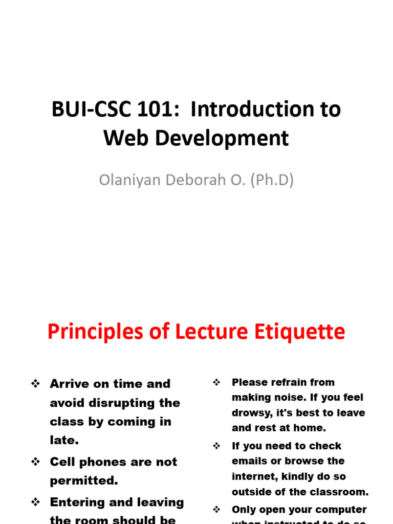 CSC101(1-6 week) | PDF | Html Element | Html