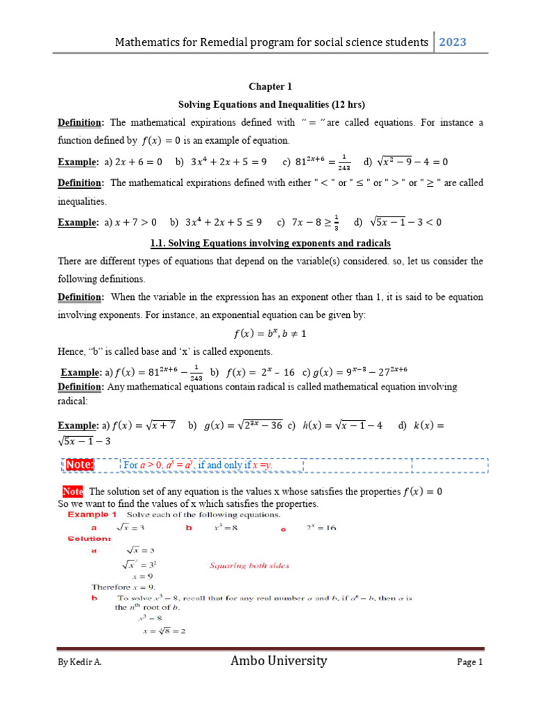 Solving Equations & Inequalities Guide | PDF | Equations | System Of Linear Equations