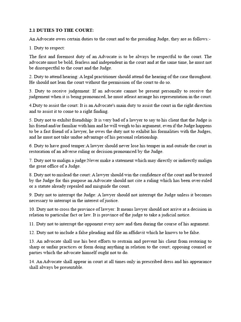 Duties Professional Ethics | PDF | Lawyer | Advocate