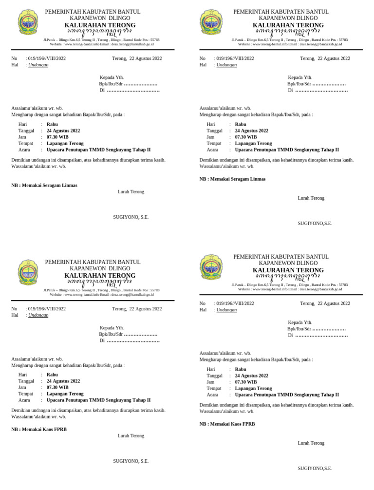 UNDANGAN 2 LBR - JAWA | PDF